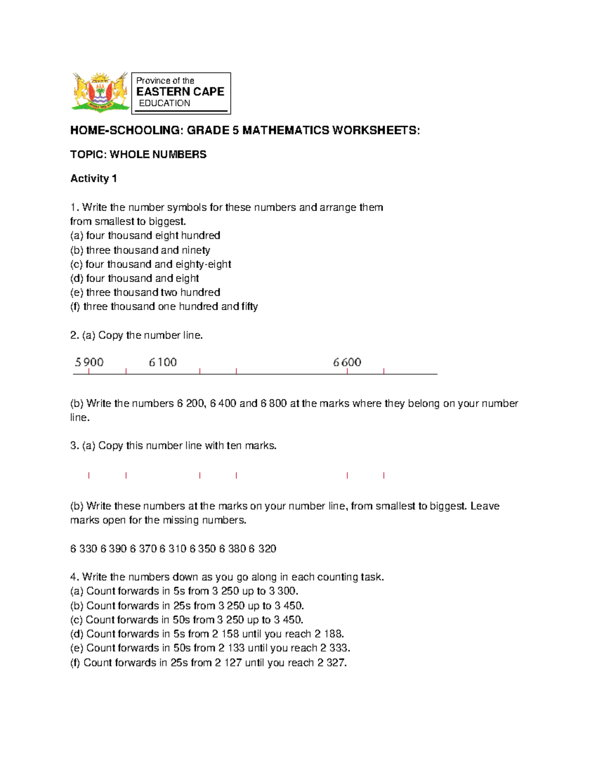 Gr 5 Whole numbers 16 26 June 2020 - HOME-SCHOOLING: GRADE 5 ...