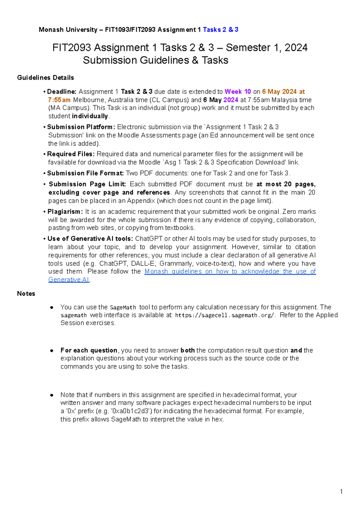FIT1093 2024 Assignment 1 - Tasks 2 3 Specifications - Monash University – FIT1093/FIT2093 - Studocu