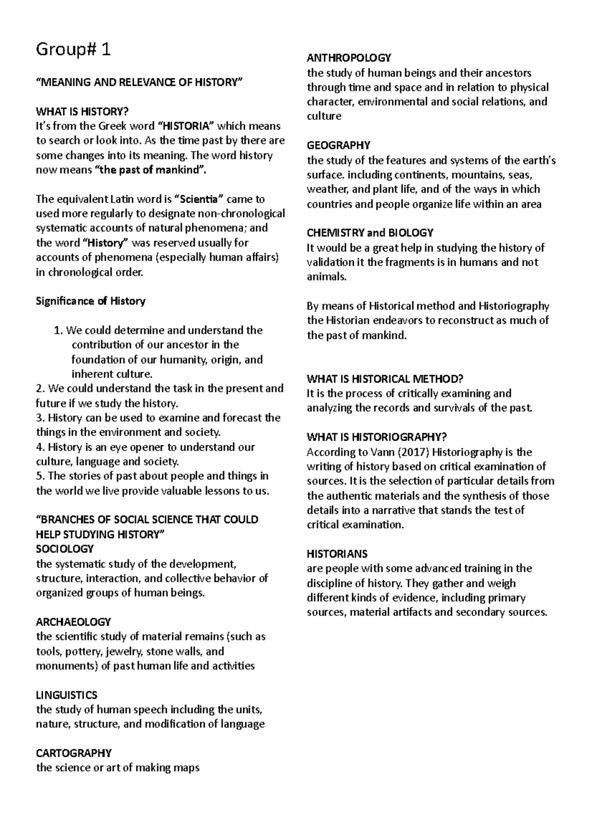 Reviewerriph - Lecture notes 1-5 - Group# 1 “MEANING AND RELEVANCE OF ...