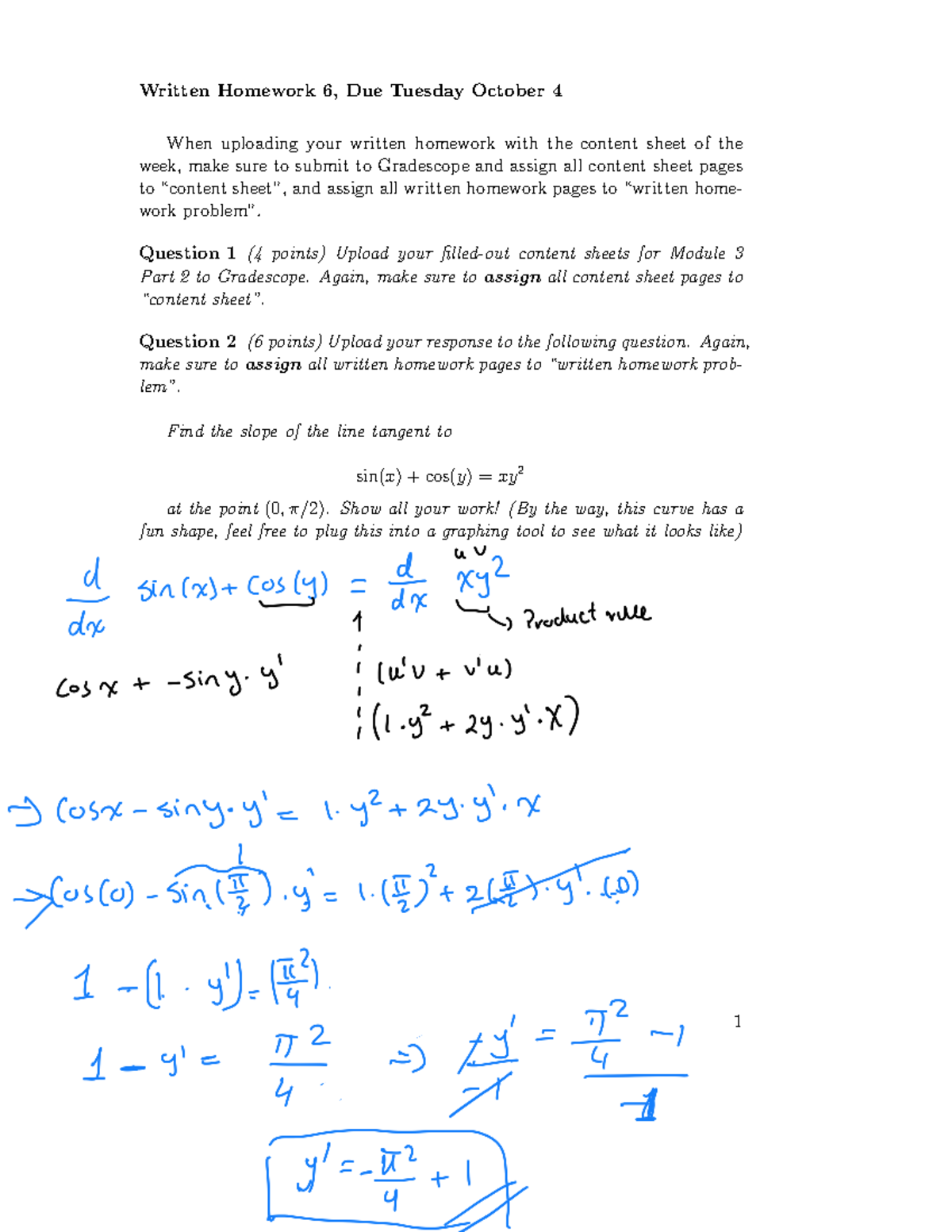 Module 3 Part 2 Implicit Differentiation Professor Vi Diep Written Homework 6 Due Tuesday