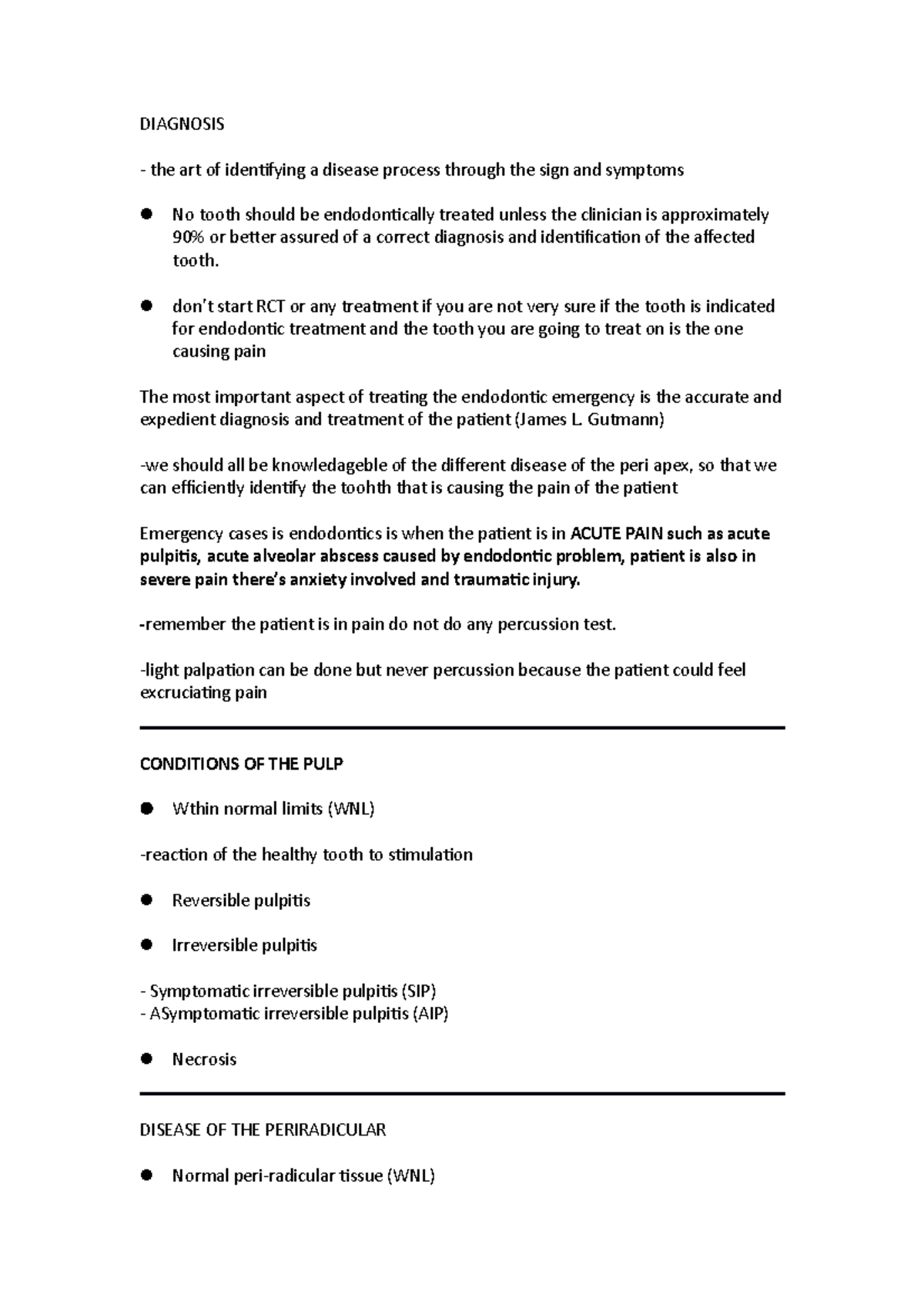 Endodontics - How to diagnose a patient - Dentistry - Studocu