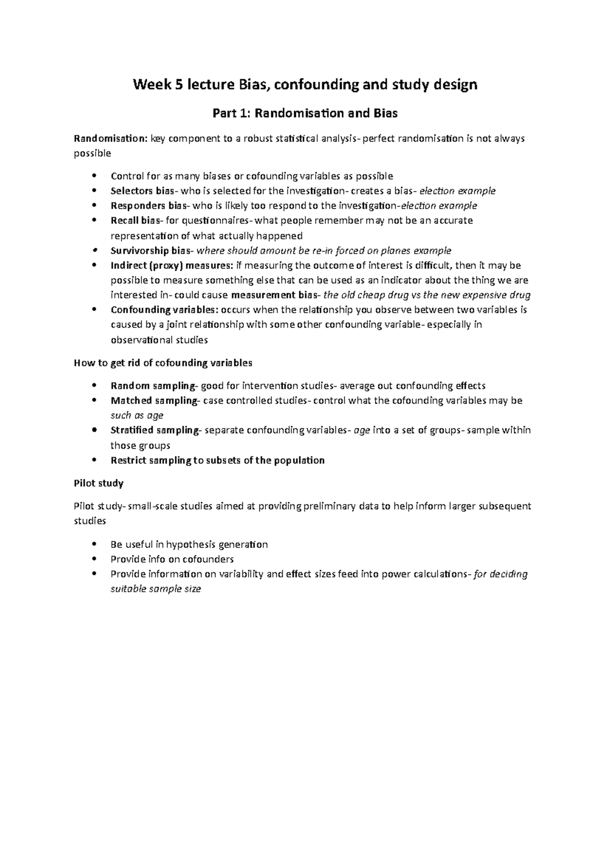 Week 5 lacture- Bias, confounding and study design - Week 5 lecture Bias, confounding and study ...