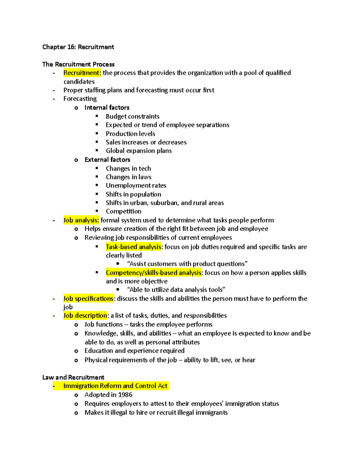 Recruitment Notes - Chapter 16: Recruitment The Recruitment Process ...