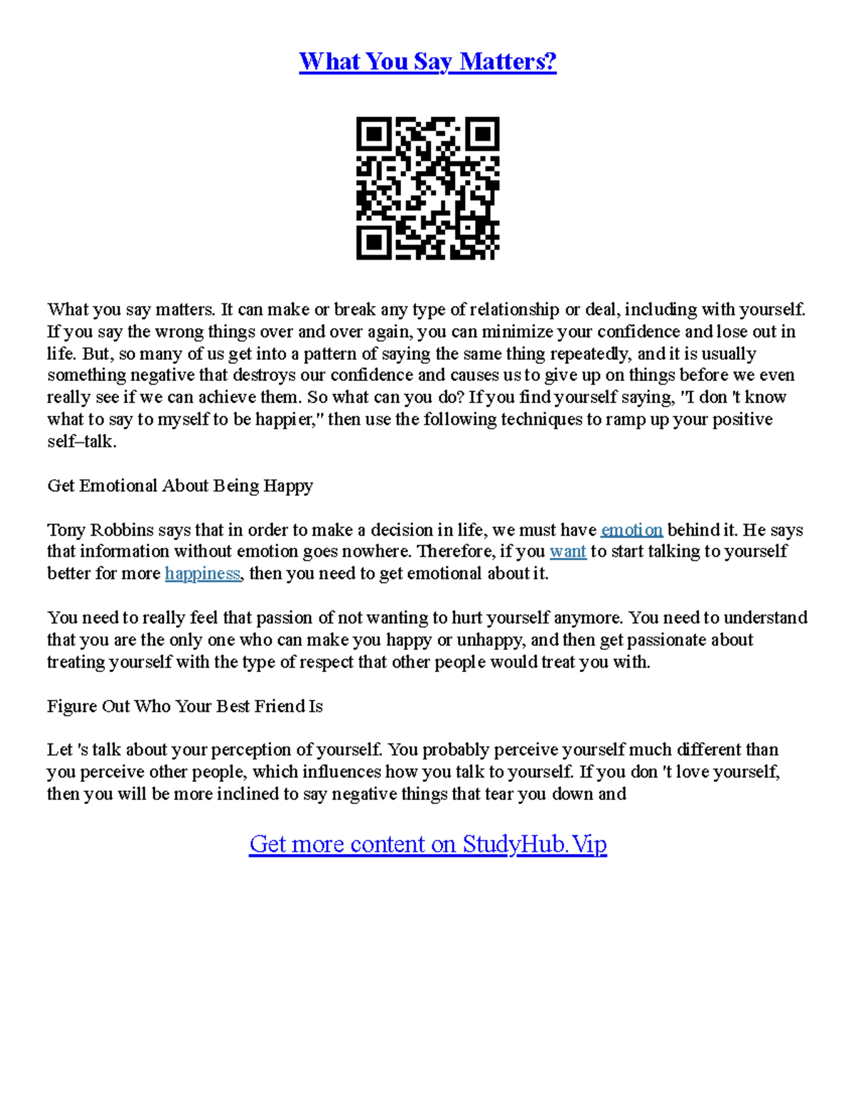 Do Essay Do Essay - What You Say Matters? What you say matters. It can ...