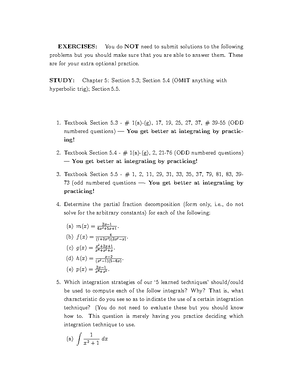 MCV4U - Exam Formula sheet - MCV 4U Exam Formula Sheet Winter 2023 ...