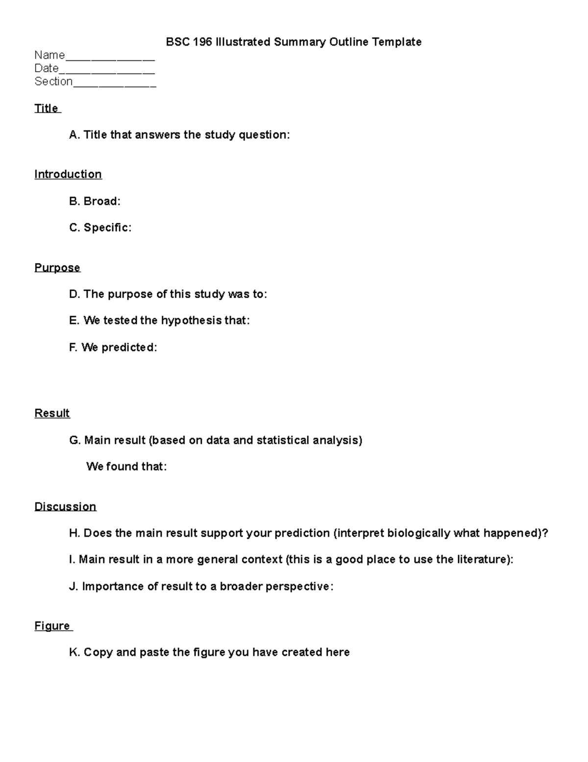 BSC 196 Illustrated Summary Outline Template - BSC 196 Illustrated ...
