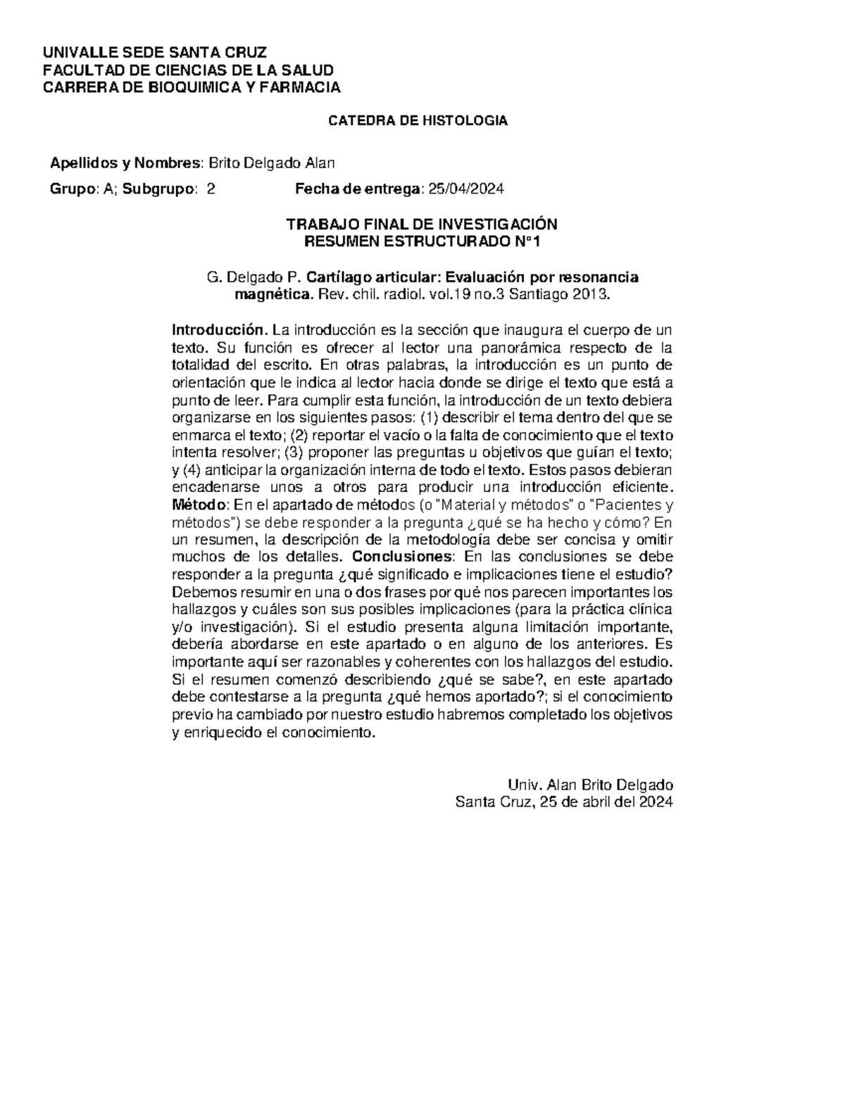 Ejemplo DE Resumen Estructurado - Histo BYF - UNIVALLE SEDE SANTA CRUZ ...