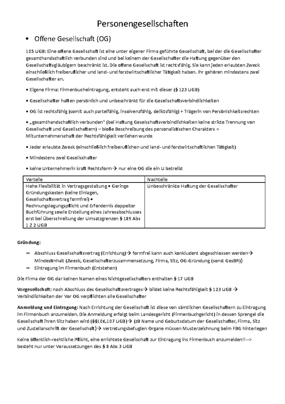 Personengesellschaften - Die offene Gesellschaft ist rechtsfähig. Sie ...