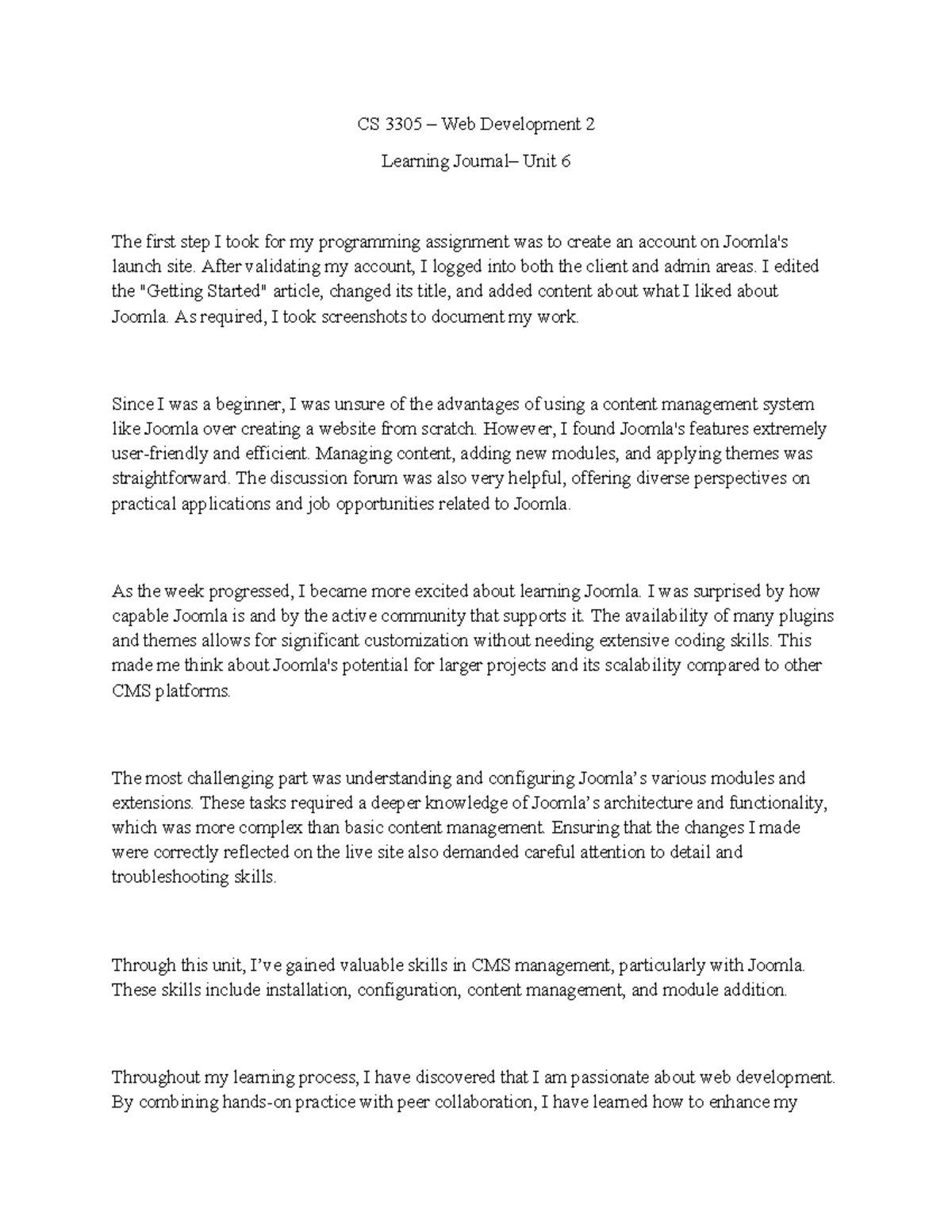 Web Development 2 Lj6 Learning Journal 6 Cs 3305 Web Development 2 Learning Journal