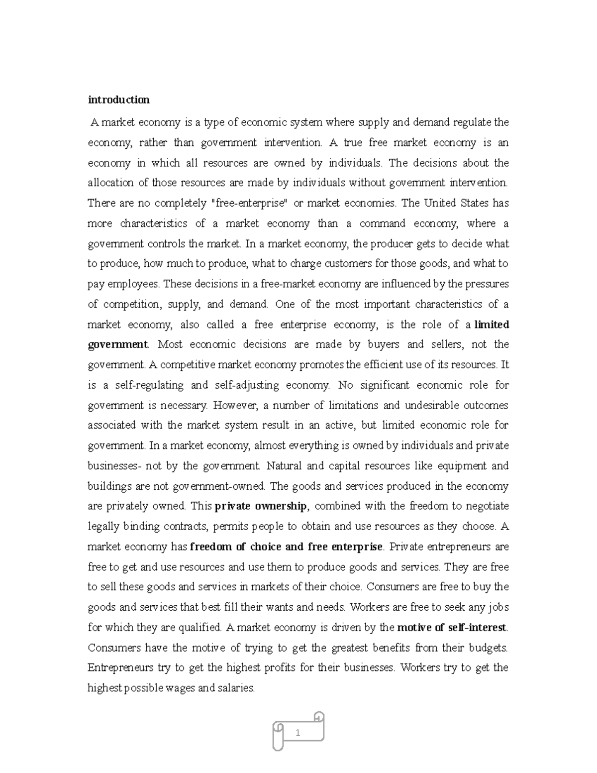 Market Economy complete - introduction A market economy is a type of ...