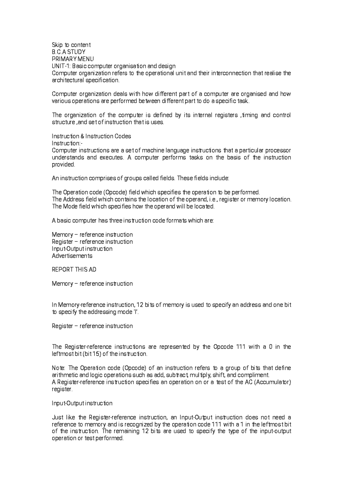 Chapter 5 csa - Computer system basic organisation - Skip to content B ...