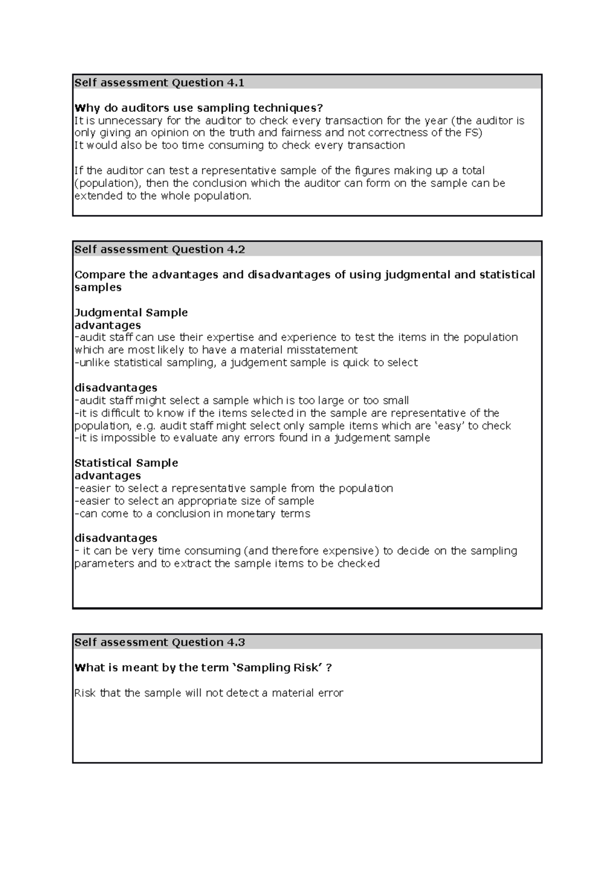 Sampling - Self-Assessment Questions - Self assessment Question 4. Why ...