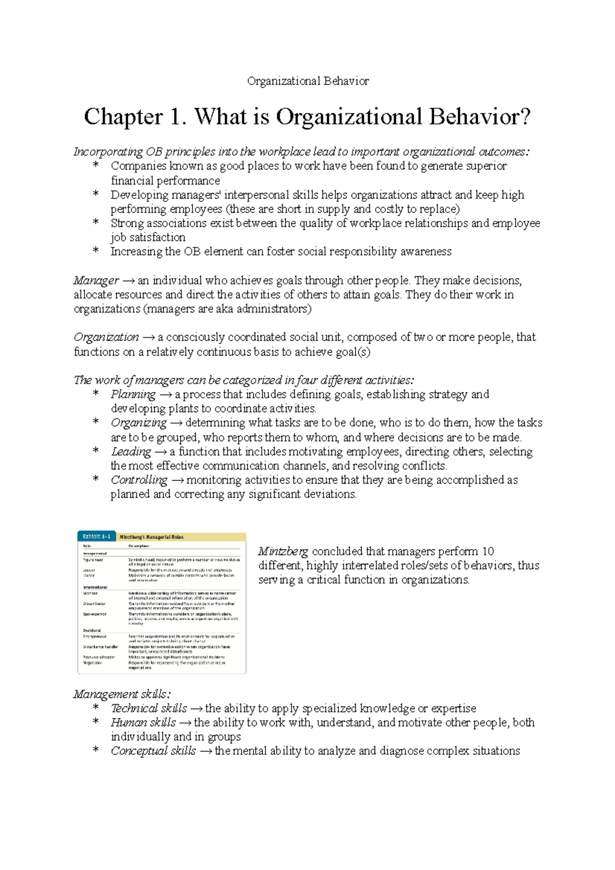 Ob Week 1 Summary Week 1 Organisational Behaviour Organizational