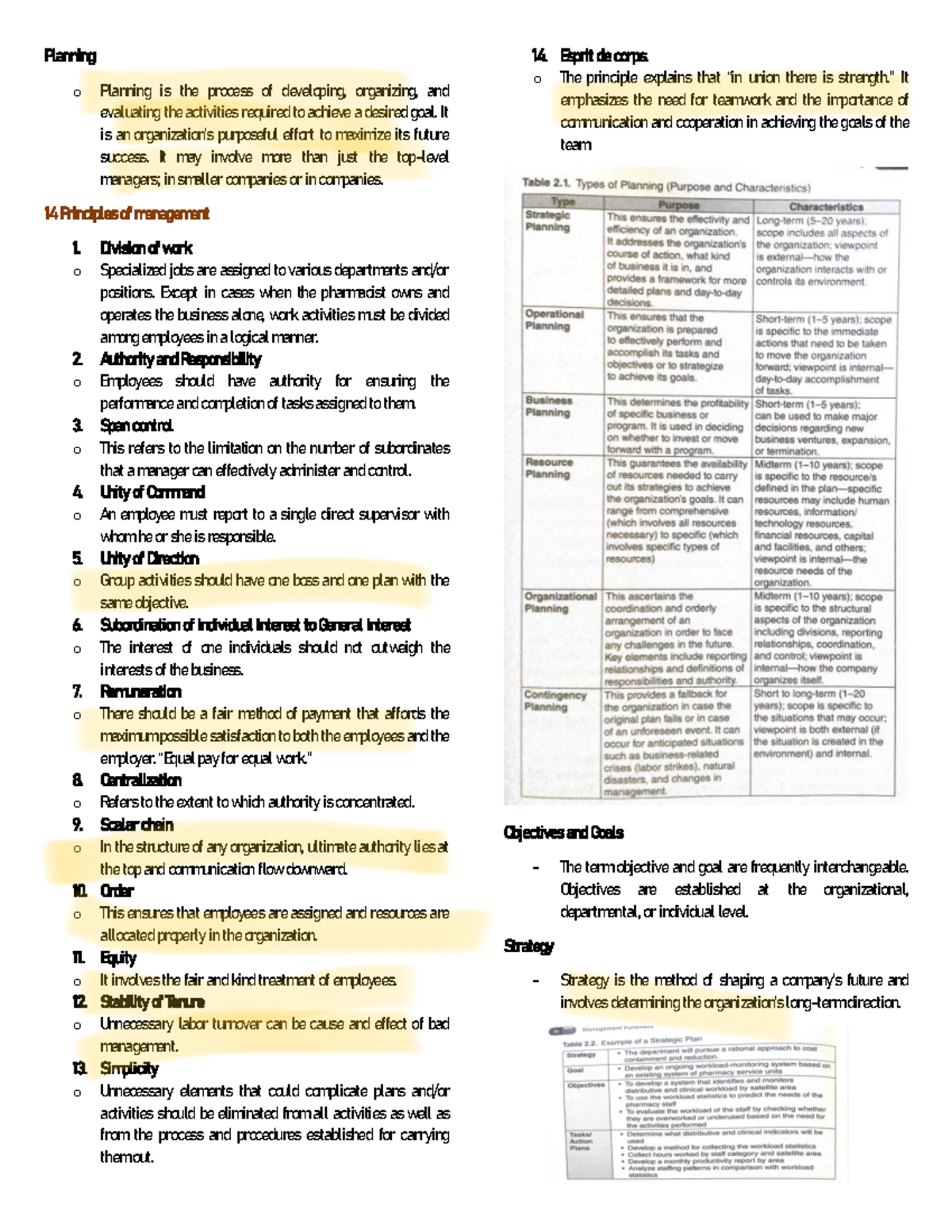 Management Chaps 2 3 - Planning o Planning is the process of developing ...