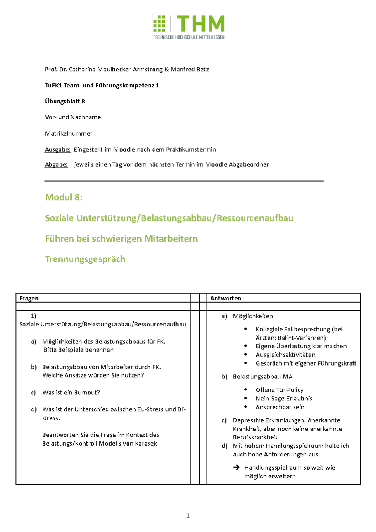 TuFK - Übungsblatt 8 - Prof. Dr. Catharina Maulbecker-Armstrong ...
