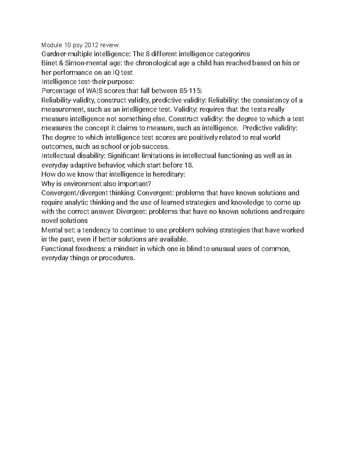 10 psy review - Module 10 psy 2012 review: Gardner-multiple ...