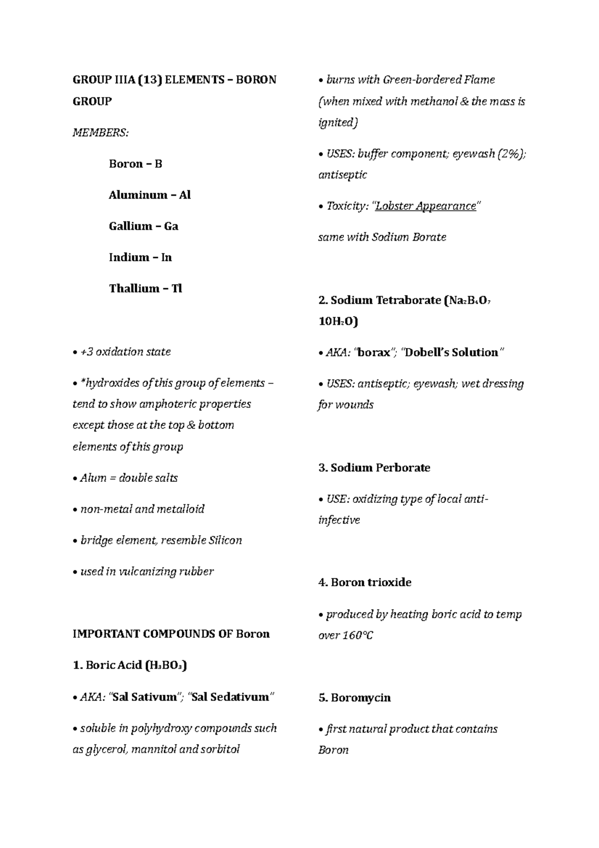 BS Pharmacy Inorganic Chemistry Lecture Group IIIA & IIIB Elements ...