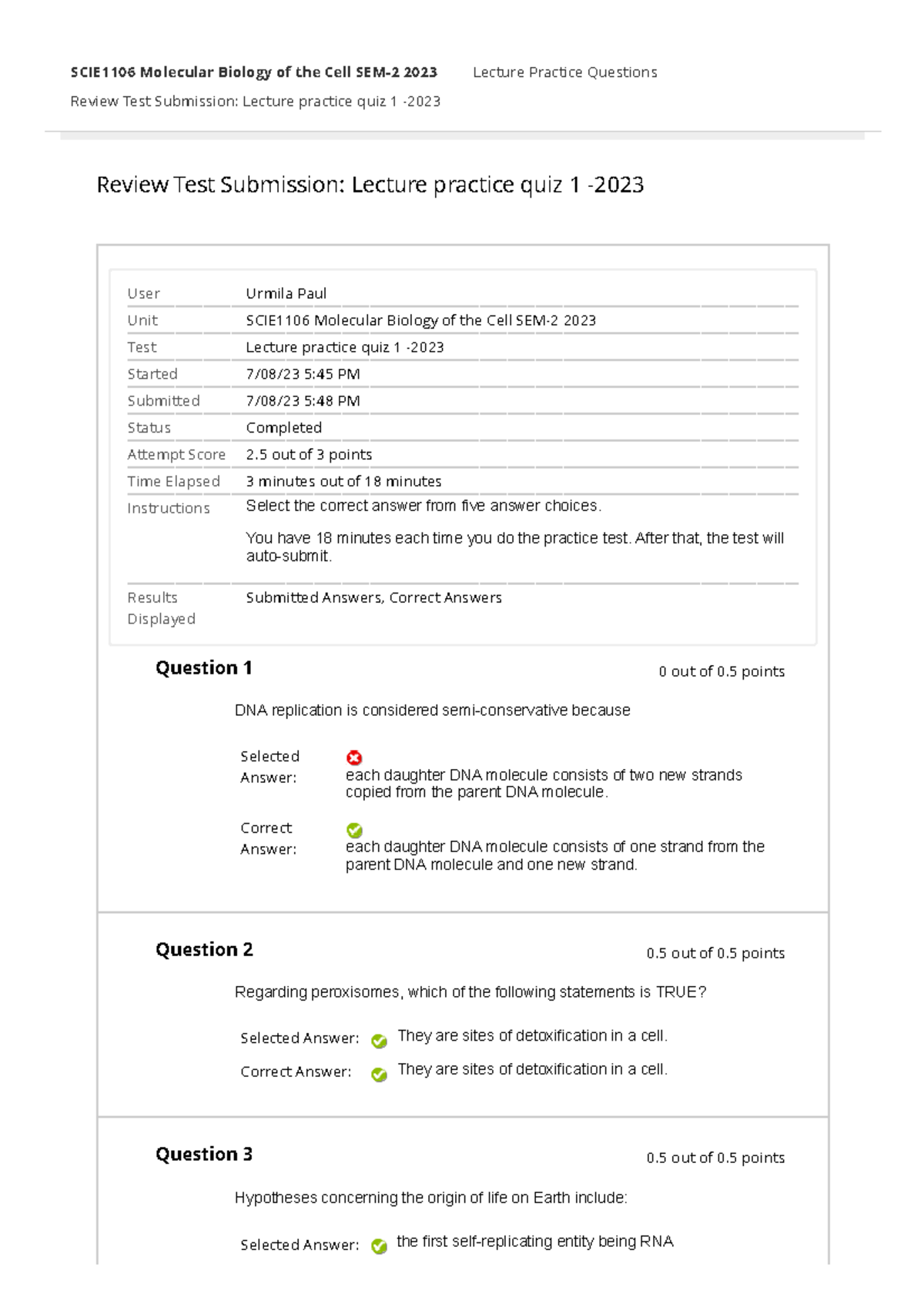 Mcb p2 - example of practice questions - Review Test Submission ...