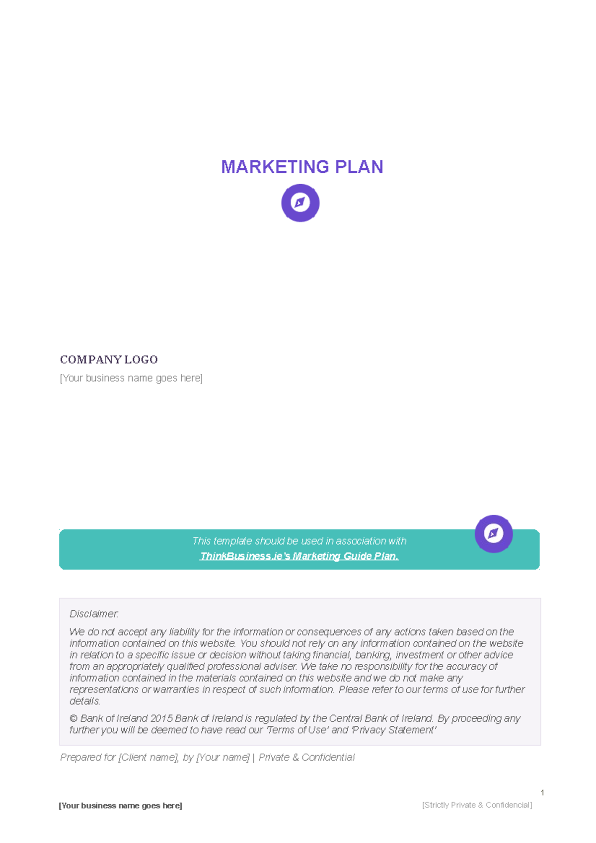 Think Business - MARKETING PLAN COMPANY LOGO [Your business name goes ...
