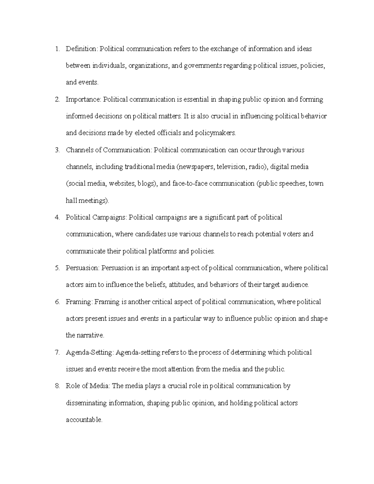 Political Communication Notes Part 1 - Definition: Political ...