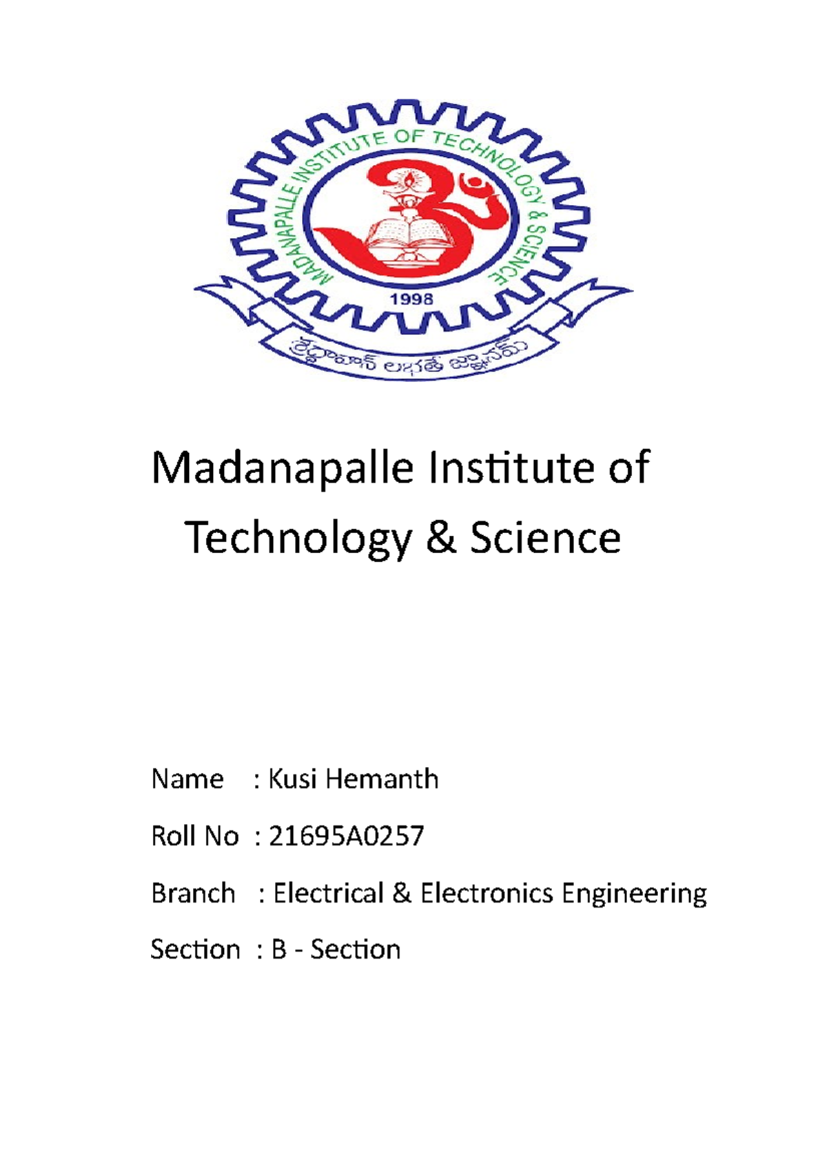 Python basic codes - Madanapalle Institute of Technology & Science ...