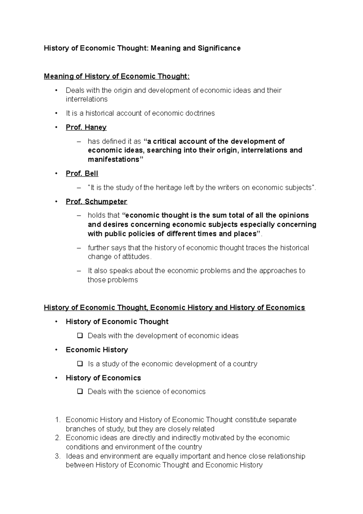 History of Economic Thought- Meaning and Significance L2 - History of ...