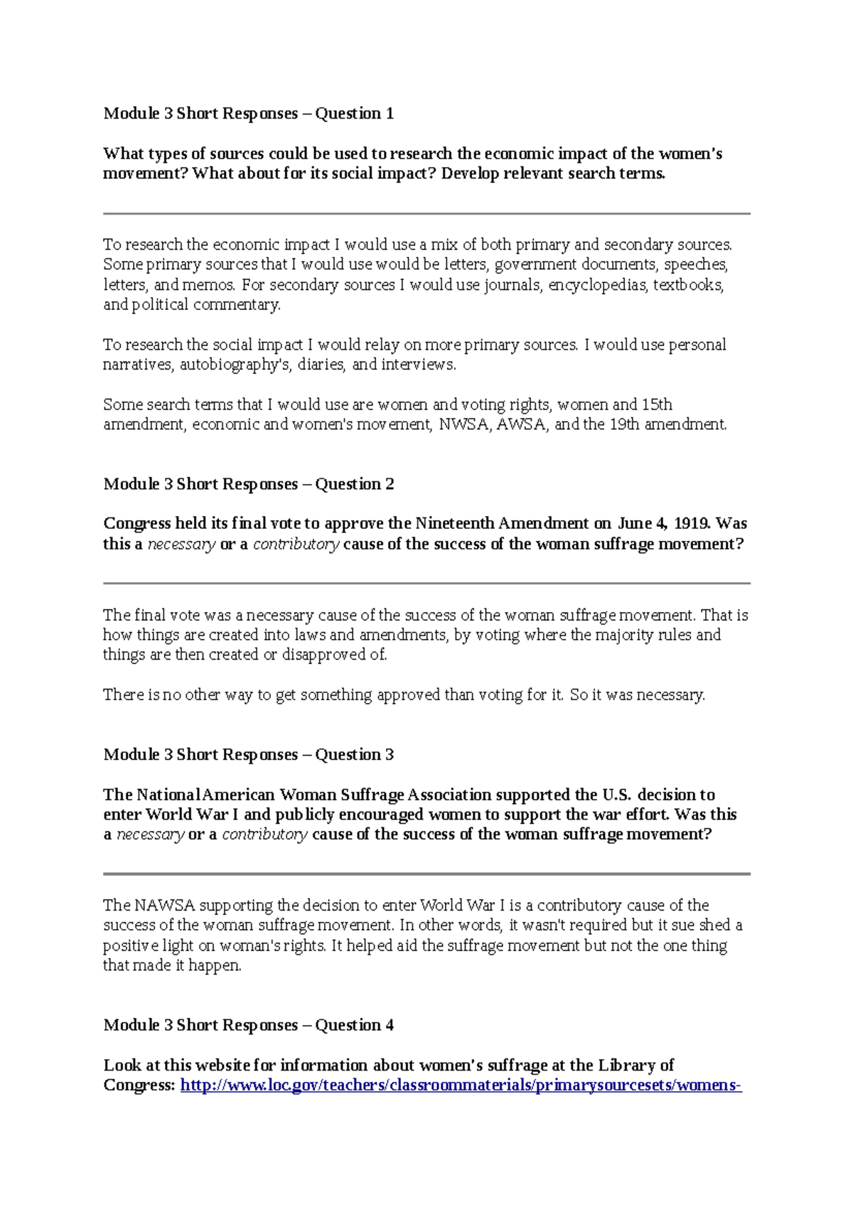 Module 3 Short Reponse - In your readings there are questions you need ...