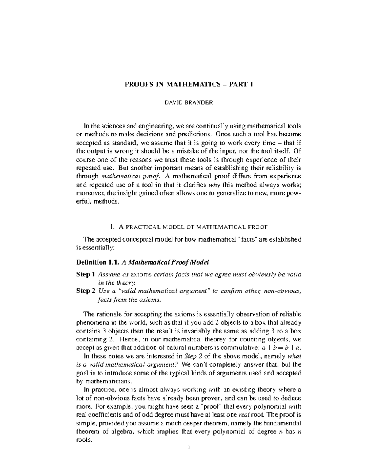 Tekst til projekt om beviser - PROOFS IN MATHEMATICS – PART I DAVID ...