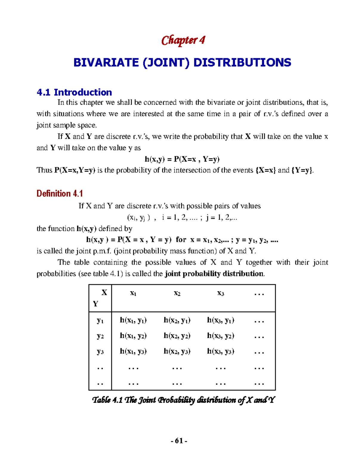 Ch4-Prob I-spring 24 - .. Vvc - Chapter 4 BIVARIATE (JOINT ...