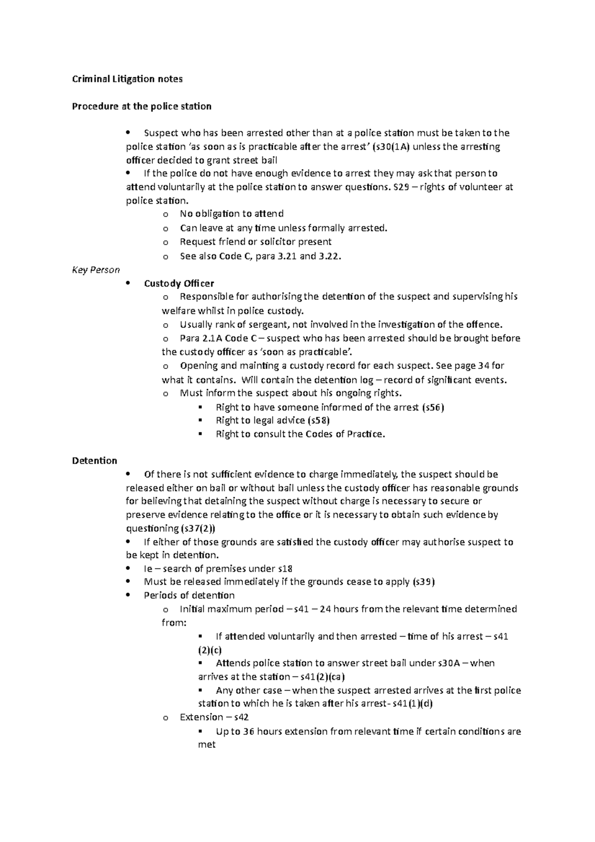Criminal Litigation notes - Criminal Litigation notes Procedure at the ...