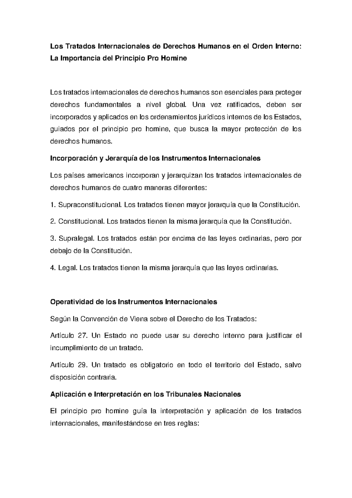 Importancia Principio PRO Homine - Los Tratados Internacionales de ...