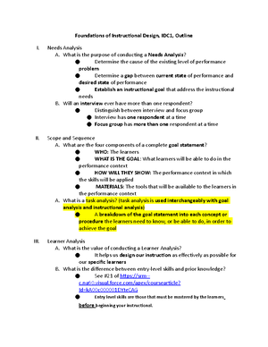 IDC1 Foundations of Instructional Design Study Outline Sep. 2021 ...