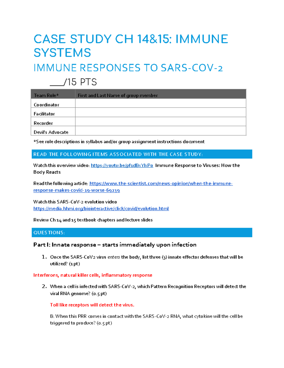 Copy of Case study ch14&15 Immune systems S23 - CASE STUDY CH 14&15 ...