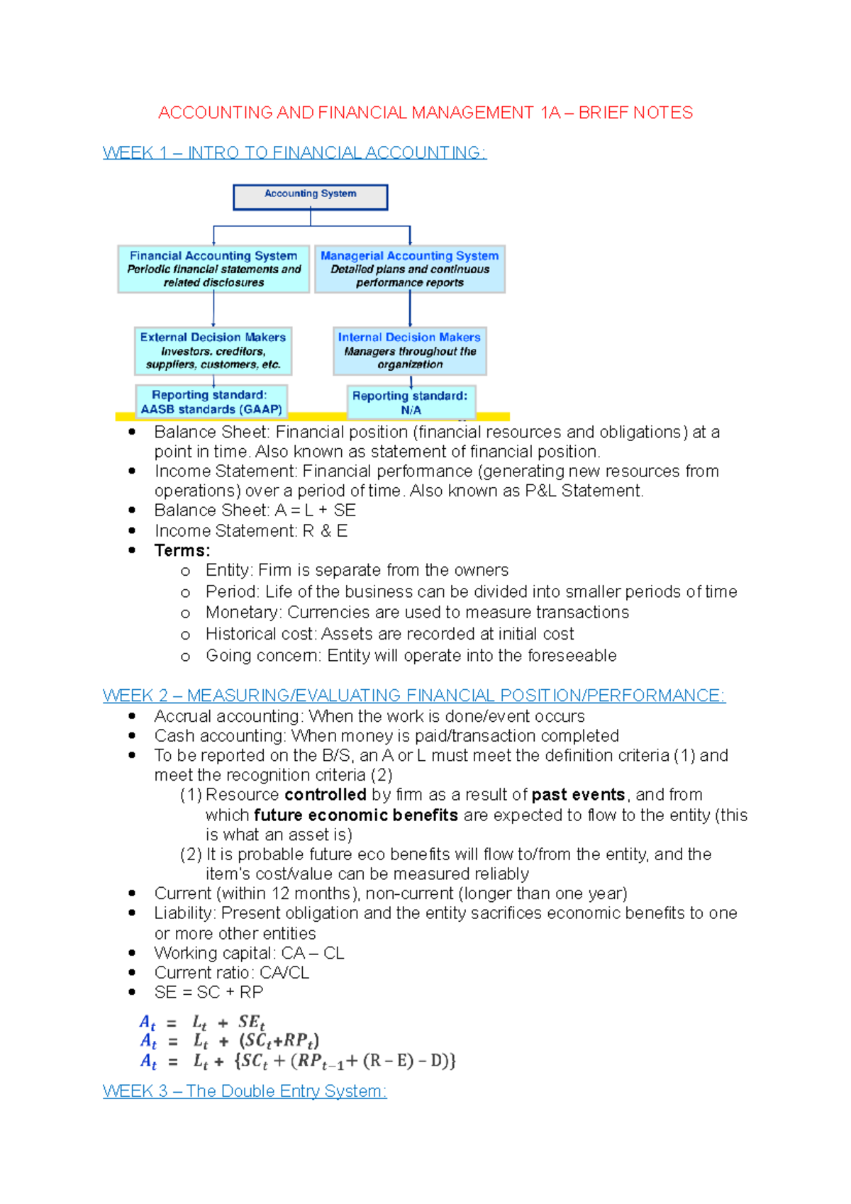 Brief Notes ACCT1501 - ACCOUNTING AND FINANCIAL MANAGEMENT 1A – BRIEF ...
