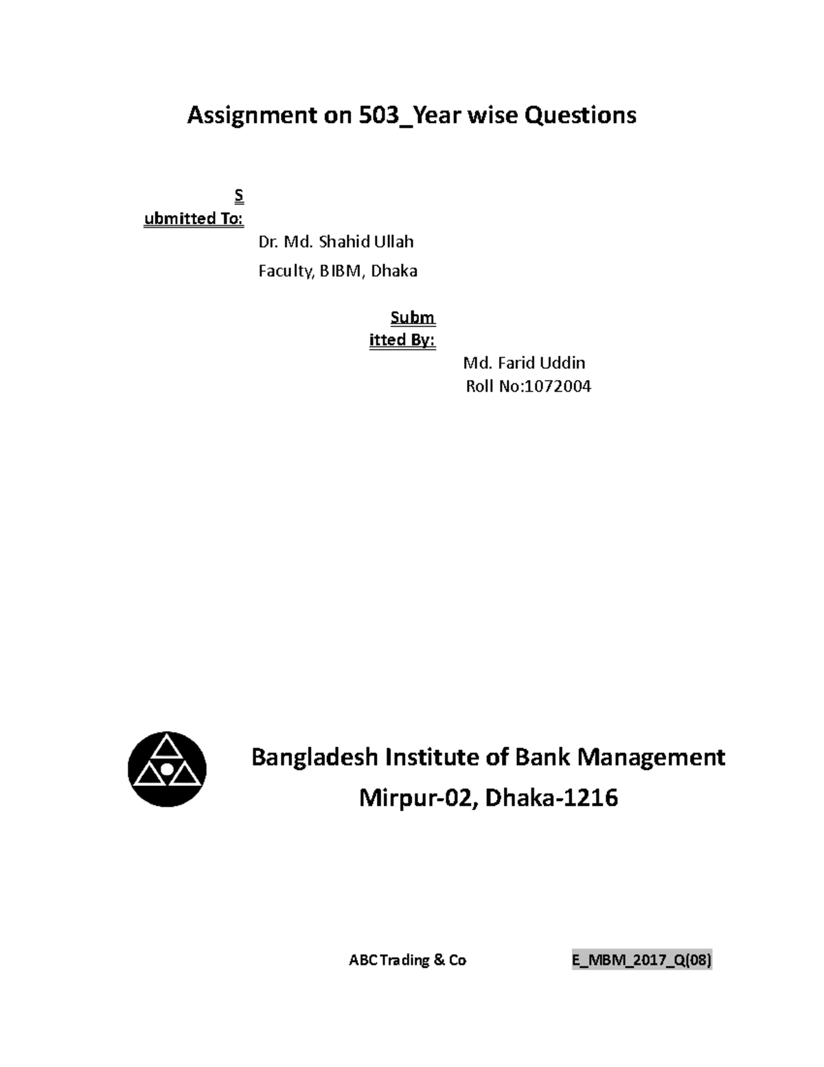 ACC 503 Final - EDUCATION PURPOSE - Assignment on 503_Year wise ...