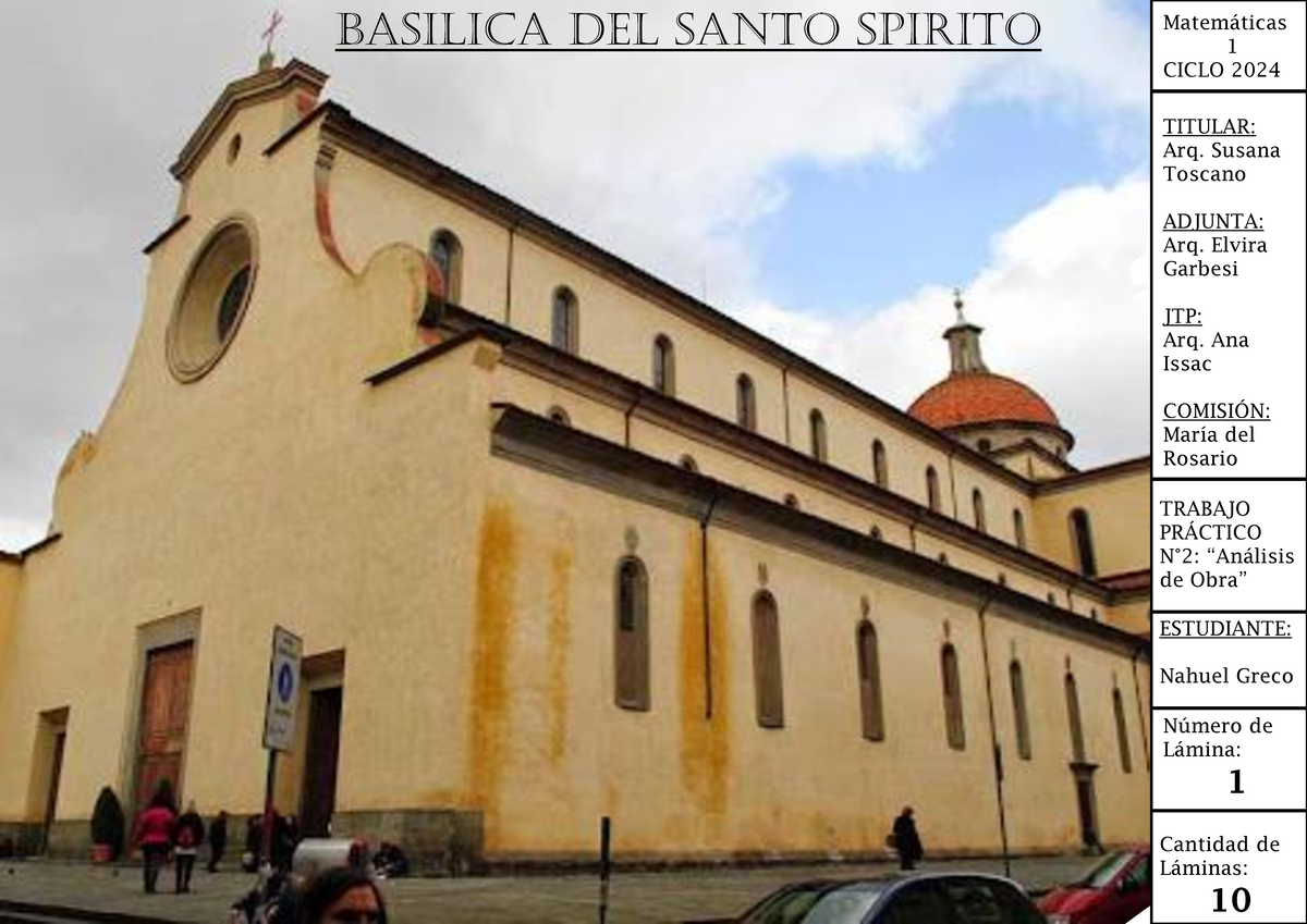 TP3 - ROSTRO - BASILICA DEL SANTO SPIRITO ####### 1 ####### CICLO 2024 ...