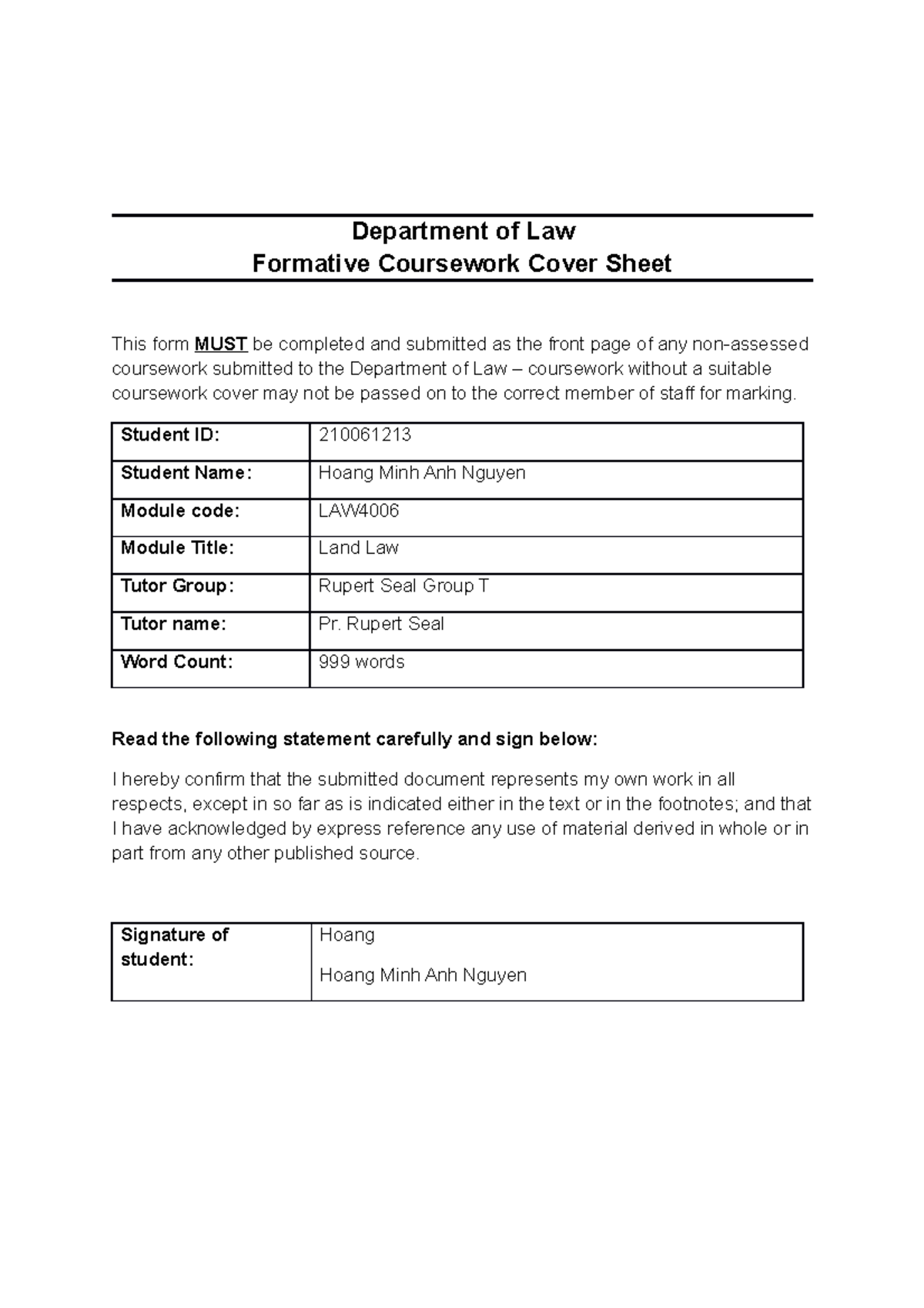 Formative coursework - becoem - Department of Law Formative Coursework ...