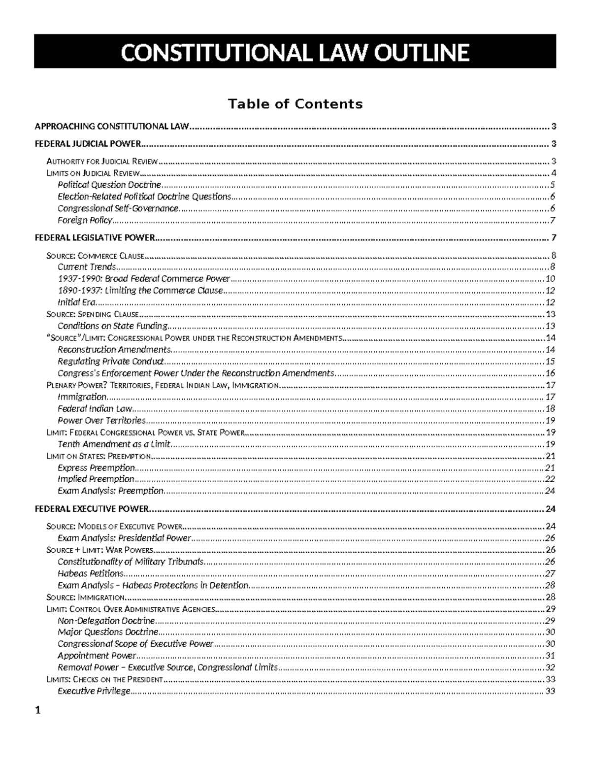 ZK Con Law Outline - CONSTITUTIONAL LAW OUTLINE APPROACHING ...
