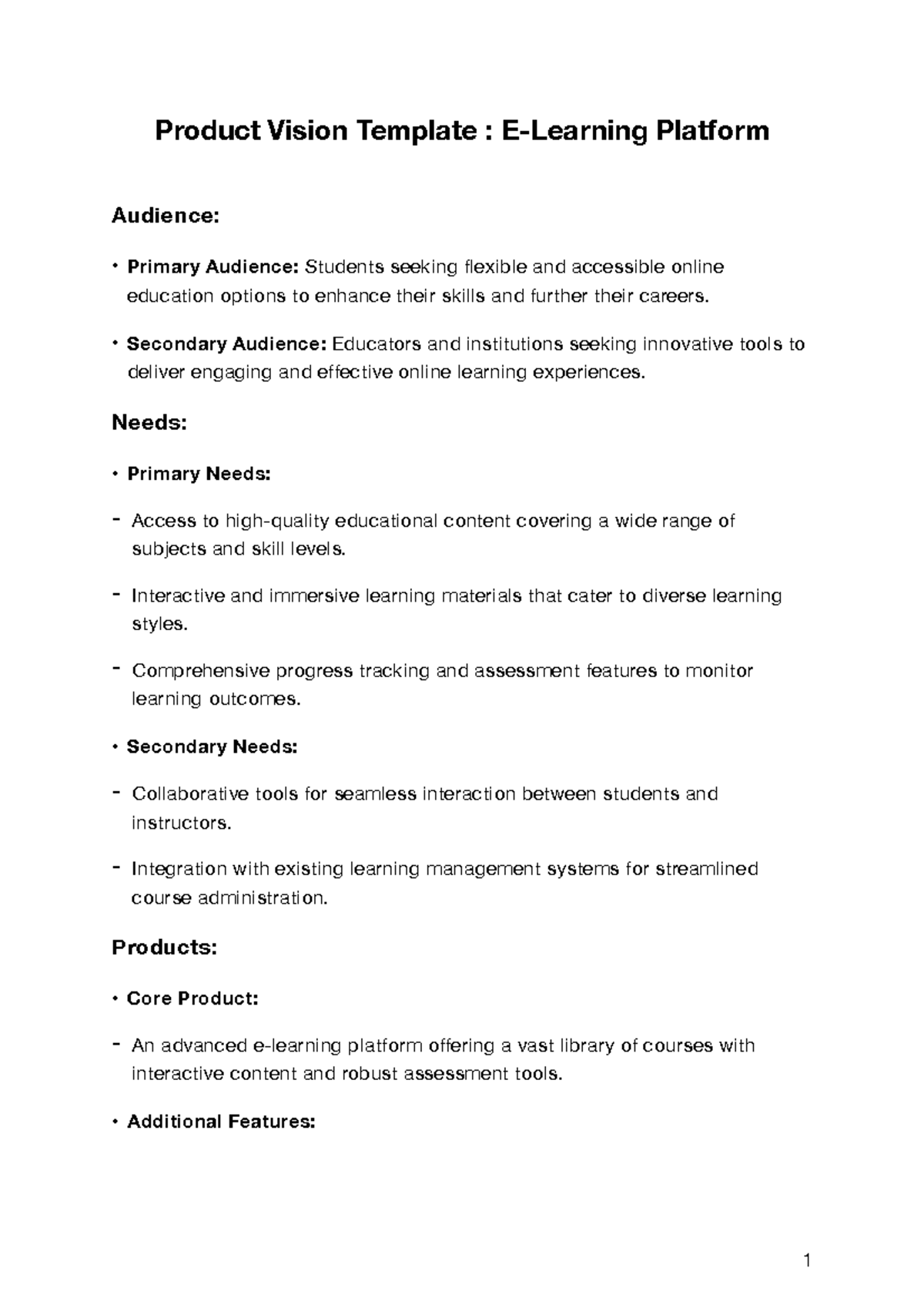 SAAP E-Learning Platform - Product Vision Template : E-Learning ...