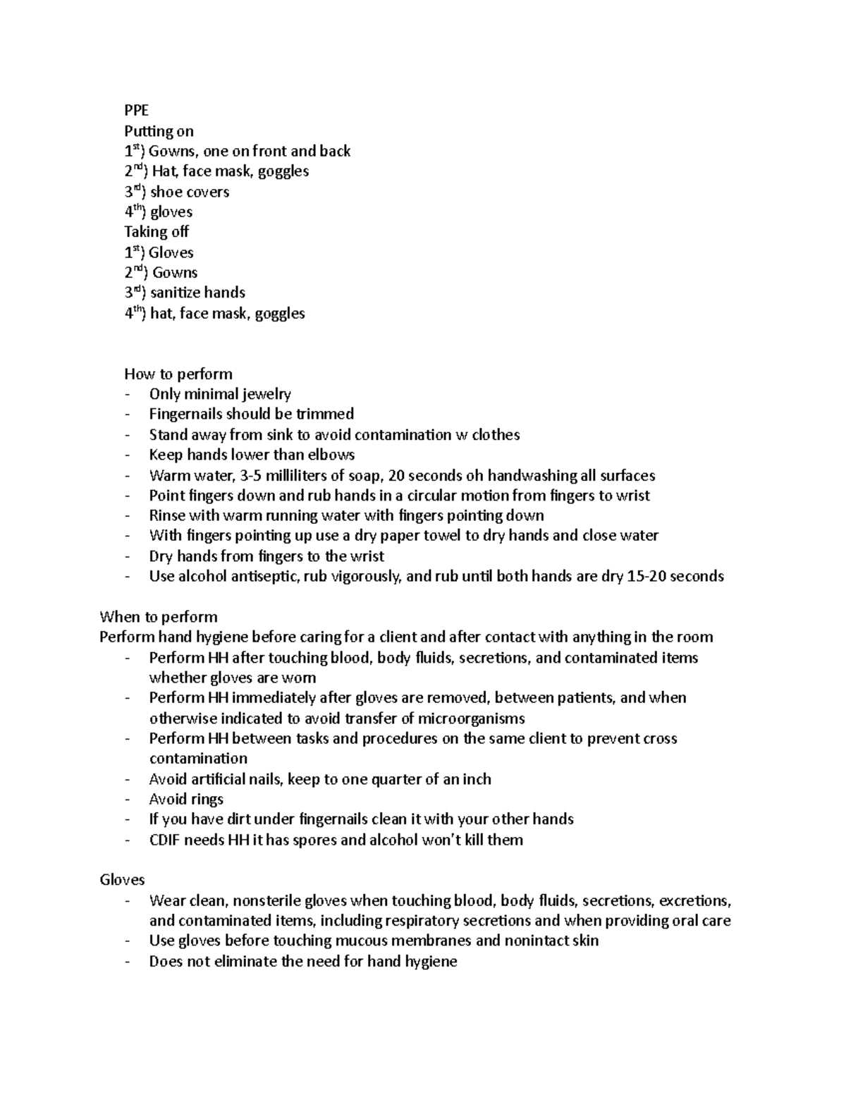 Infection and Mobility Notes ATI - PPE Putting on 1 st) Gowns, one on ...