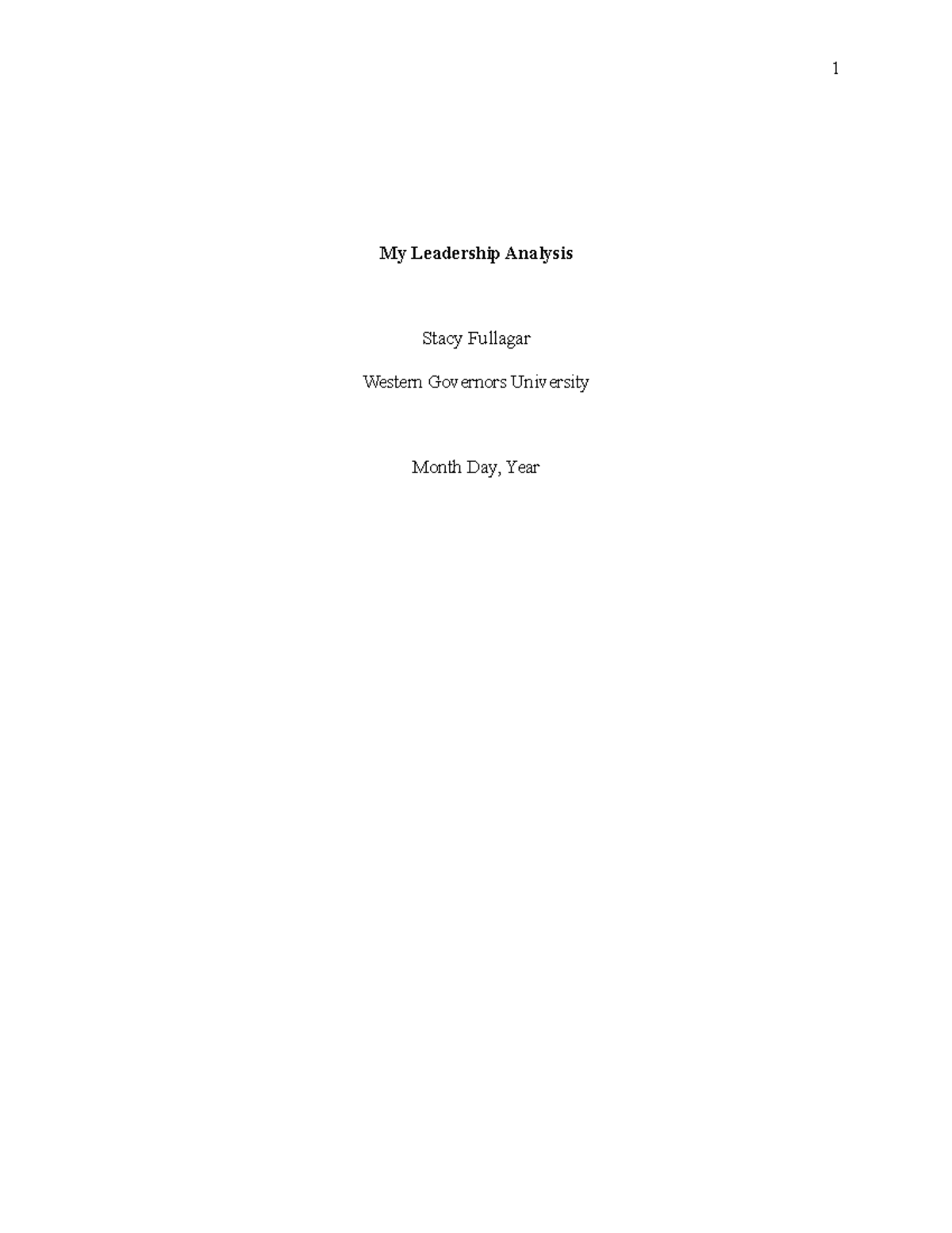 APA 7th edition template - My Leadership Analysis Stacy Fullagar ...