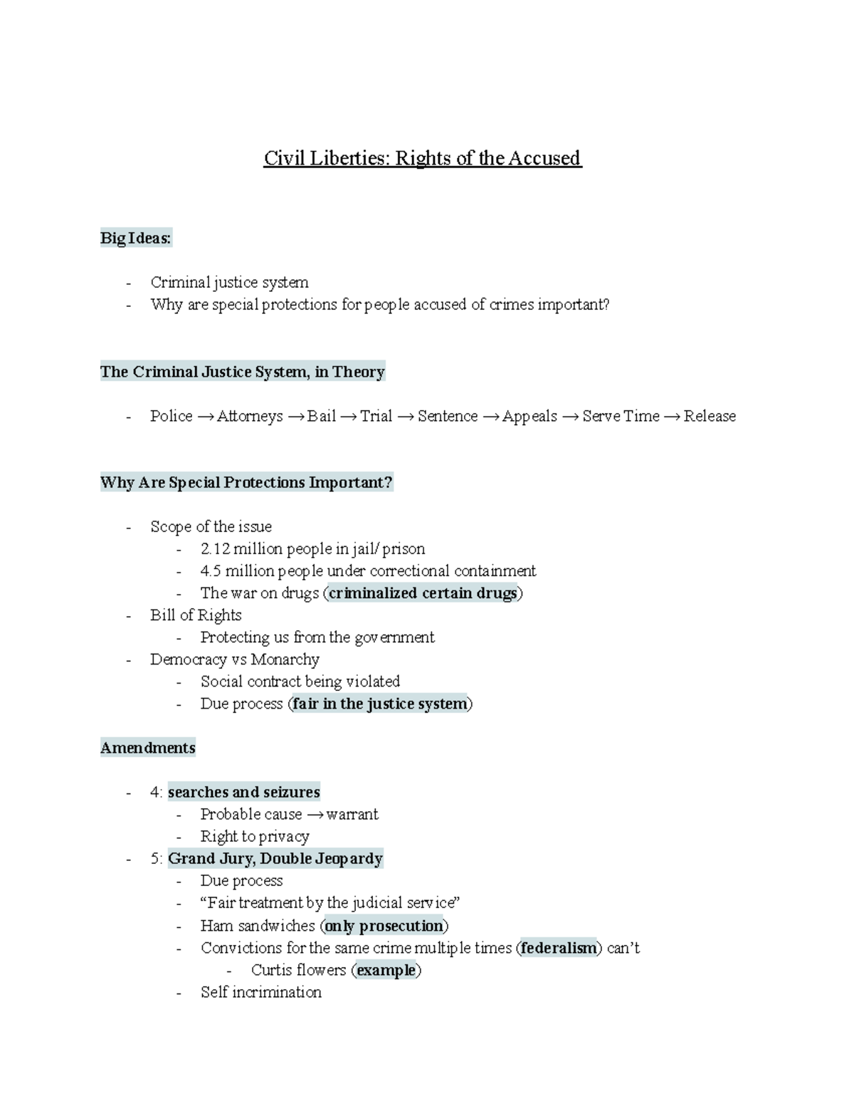 PLS 105, Civil Liberties Rights of the Accused - Civil Liberties ...
