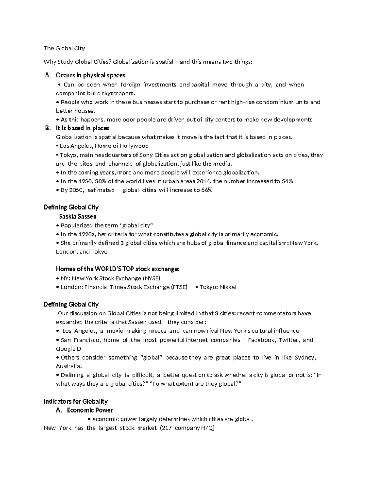 The Global City - The Global City Why Study Global Cities ...