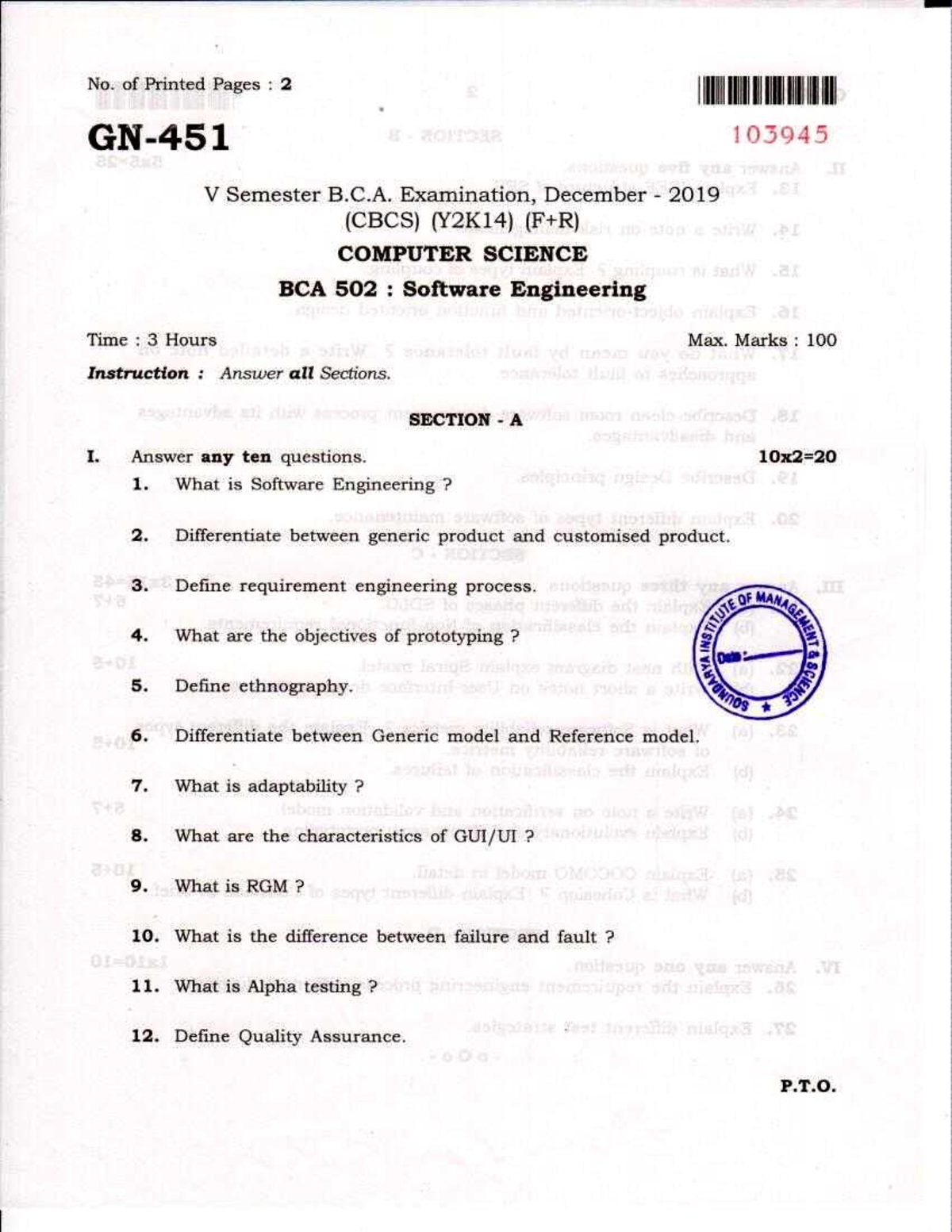 Software Engineering - Bachelor of computer applications - Studocu