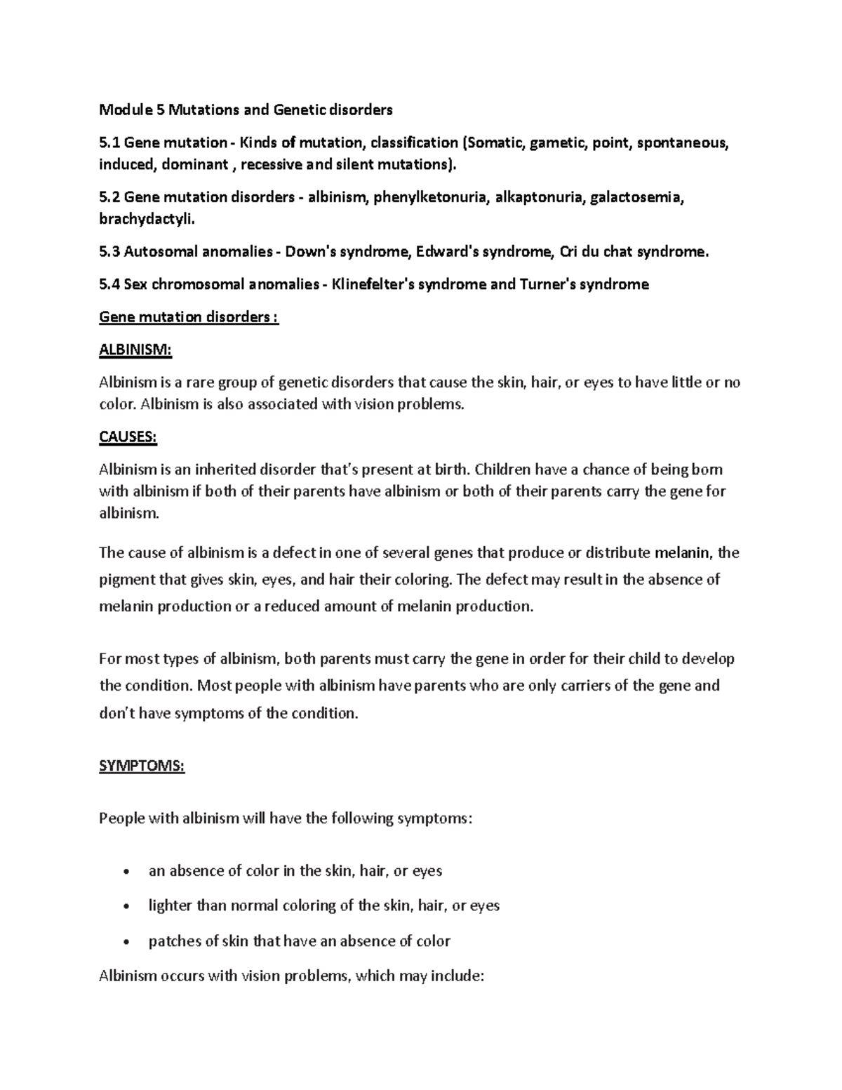 Module 5 Mutations and Genetic disorders - Module 5 Mutations and ...