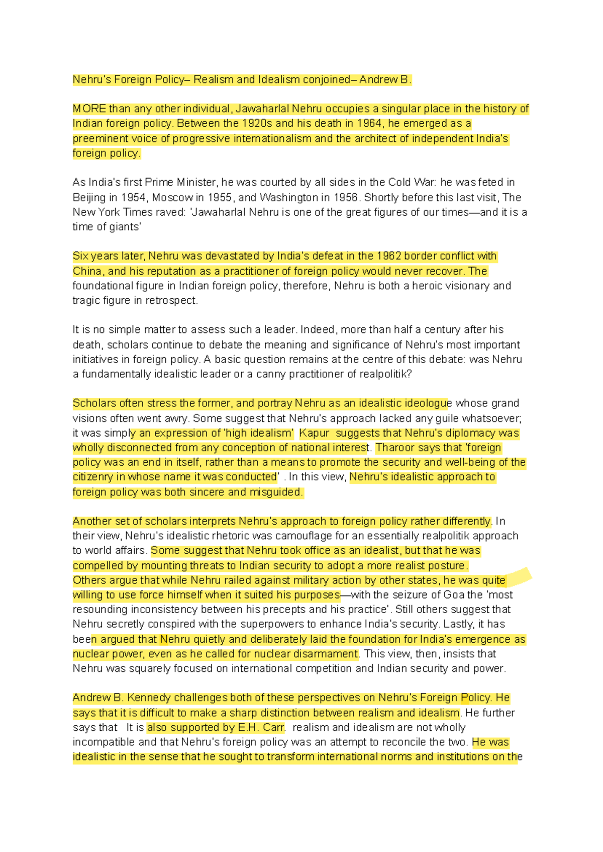 NAM - read - Nehru’s Foreign Policy– Realism and Idealism conjoined ...