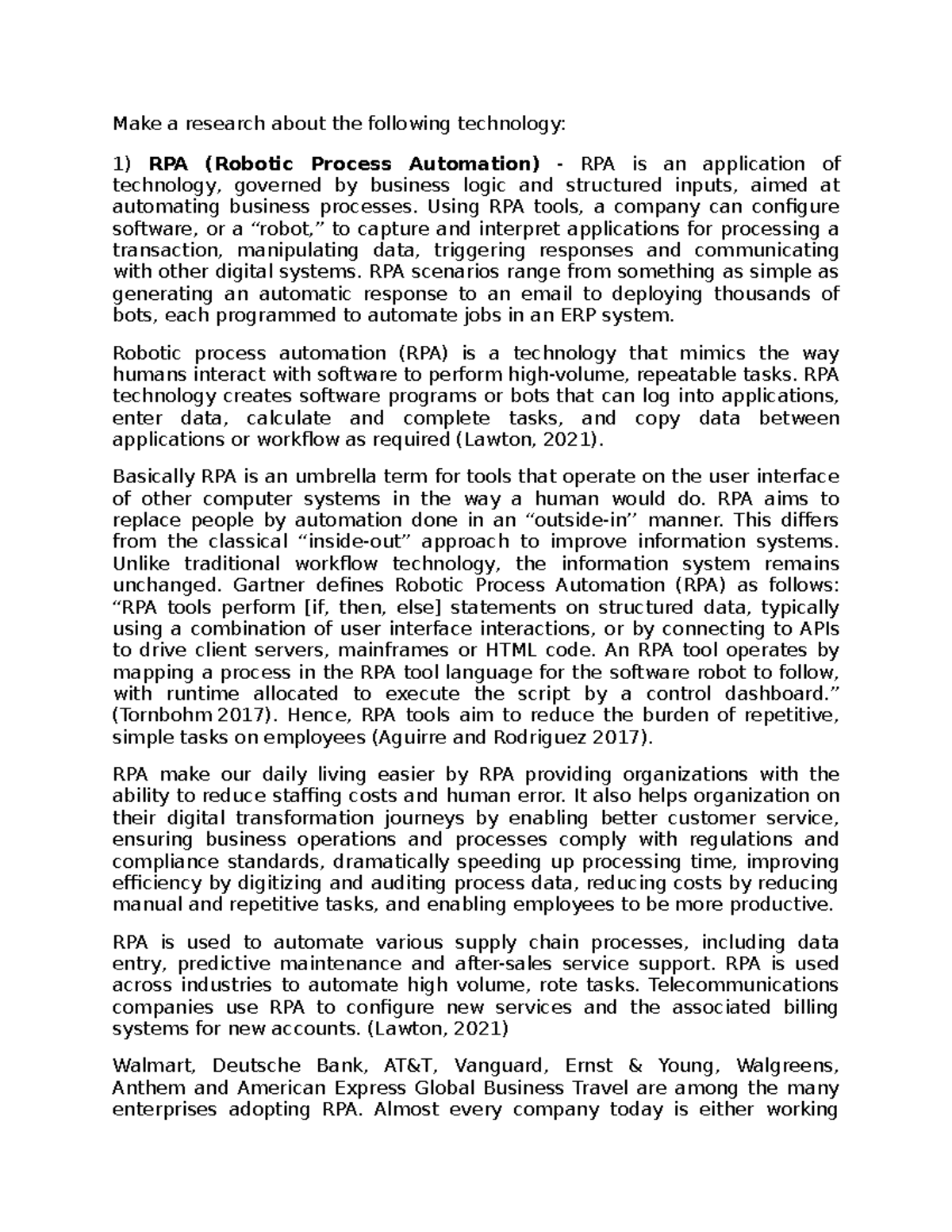 Research on RPA, DEVOPS, Angular, and React - Make a research about the ...