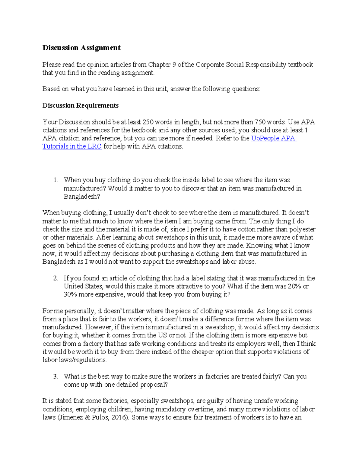 Discussion Assignment Unit 5 - Discussion Assignment Please read the opinion articles from ...