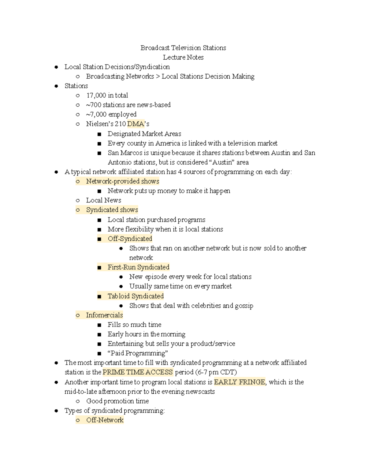 Broadcast Television Stations - Broadcast Television Stations Lecture ...