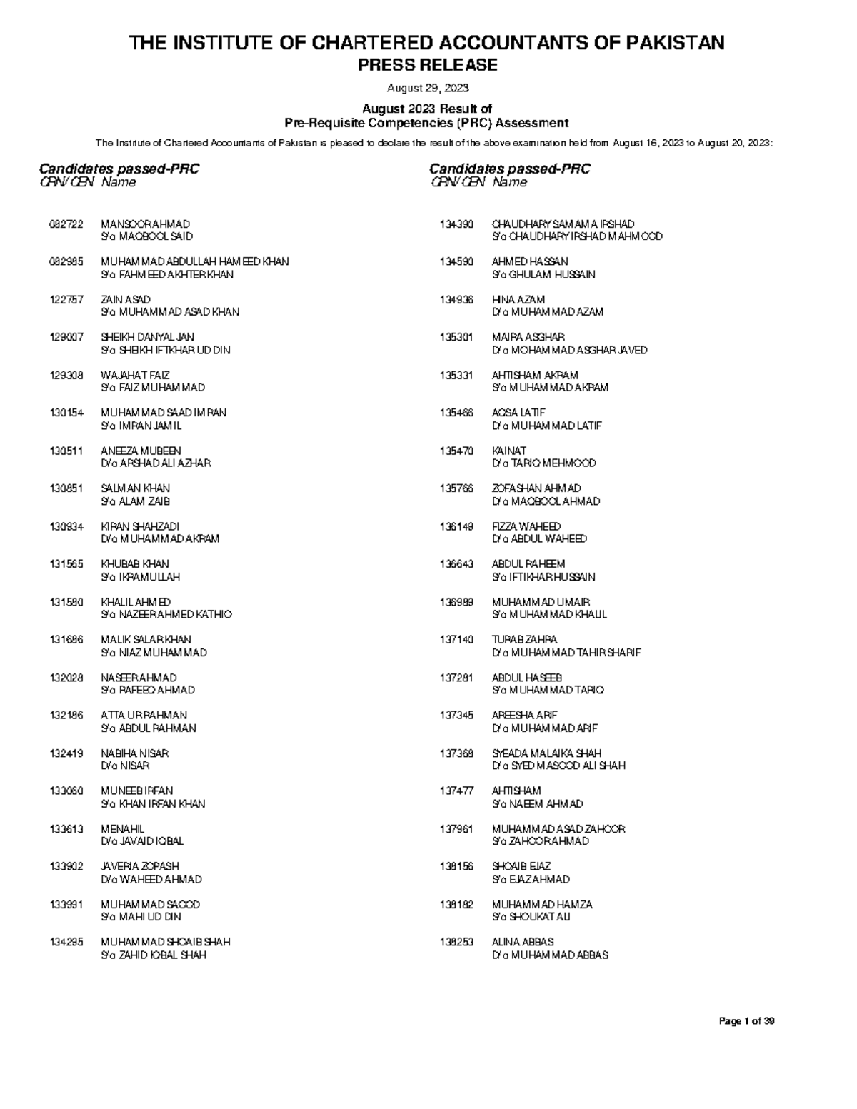 Result PRCAugust 2023 - NOTES - Candidates passed-PRC Candidates passed ...